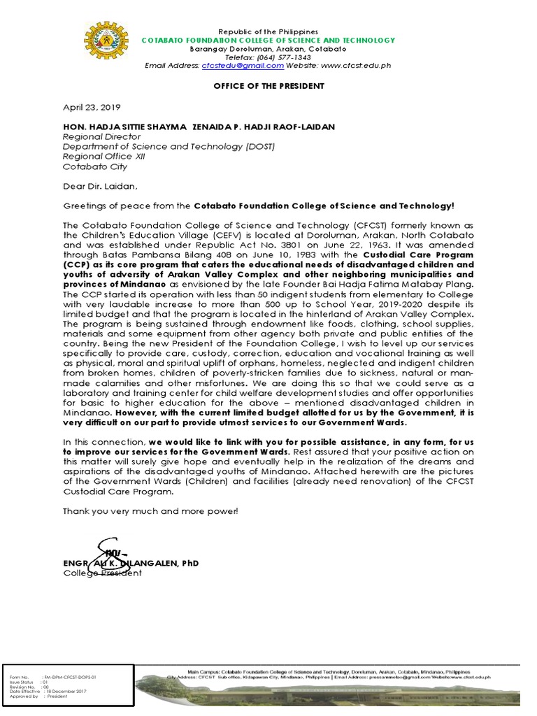 Letter To DOST | PDF