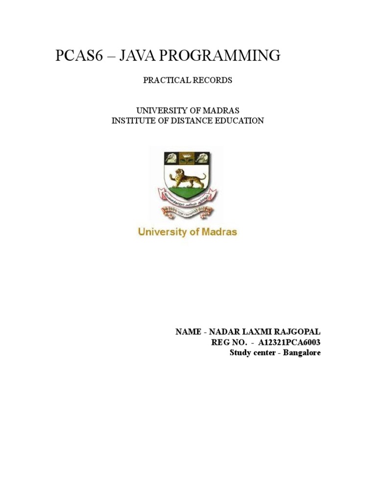 Pcas6 - Java Programming: Practical Records | PDF | Filename | Computer ...