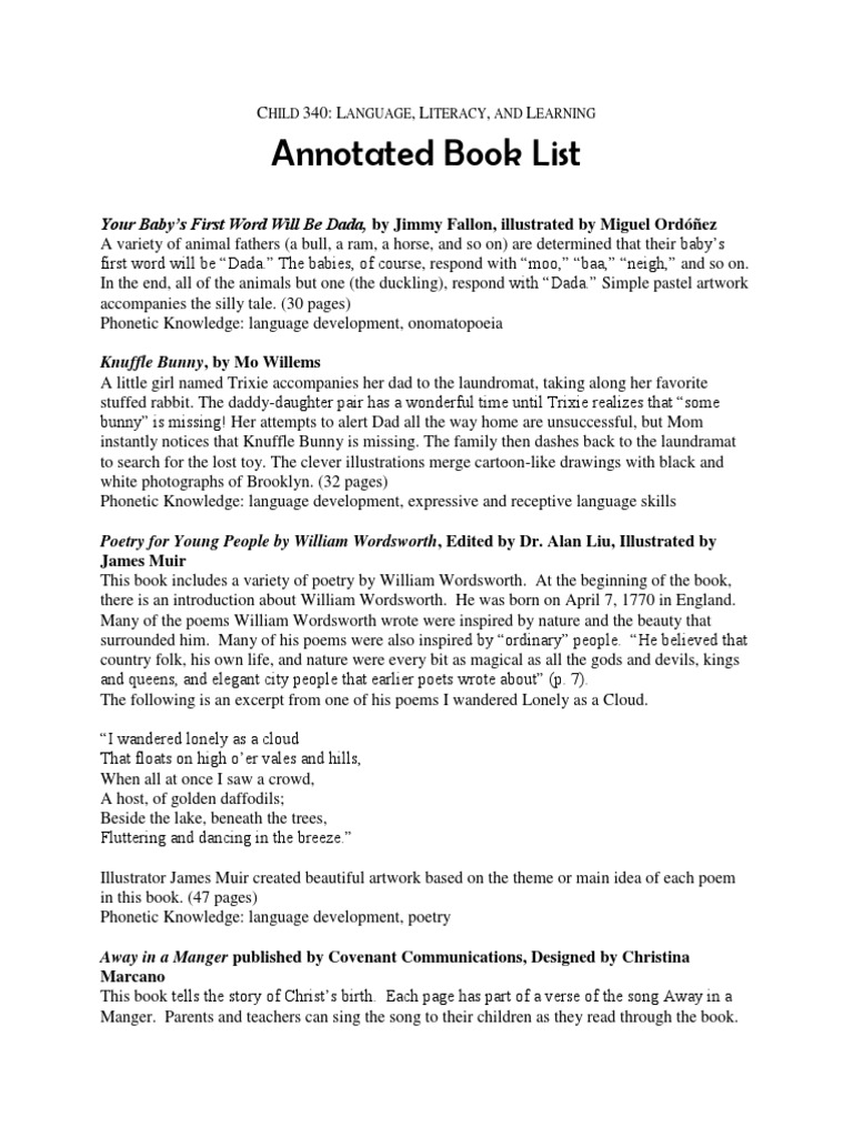 Annotated Book List | PDF | Sleeping Beauty | Poetry