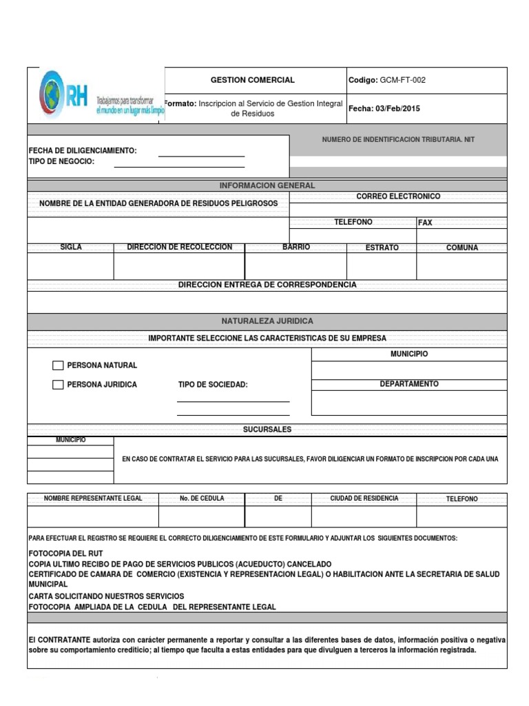Formato de Inscripcion A Ruta | PDF | Fax | Residuos