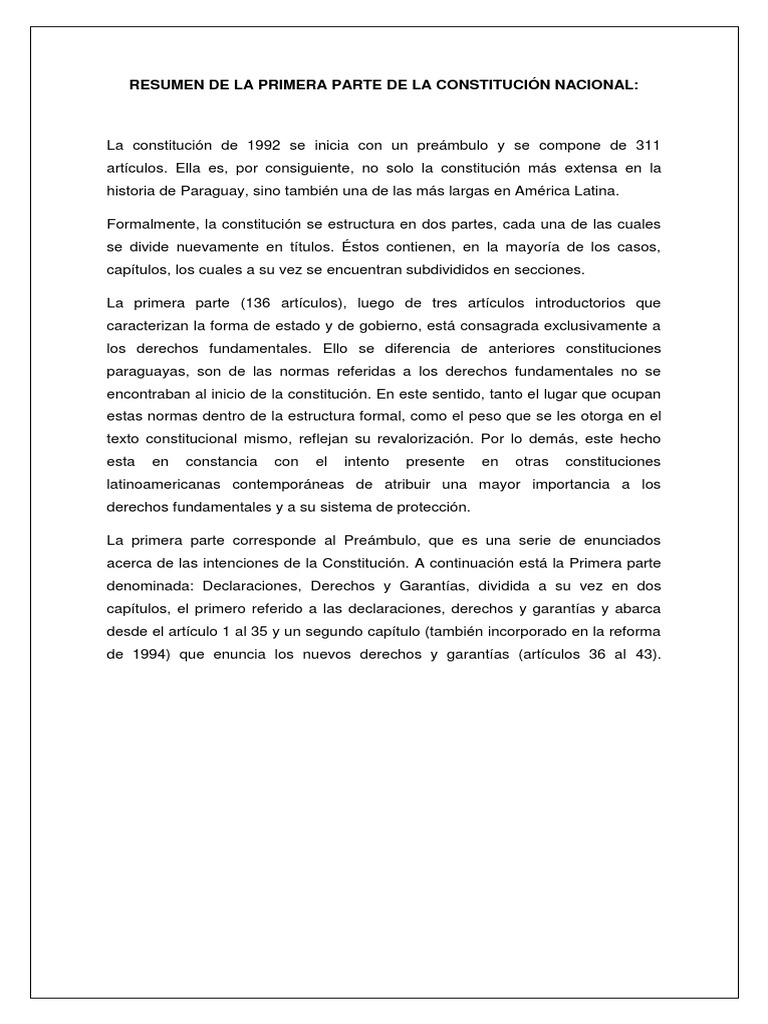 Resumen De La Primera Parte De La Constitución Nacional Pdf