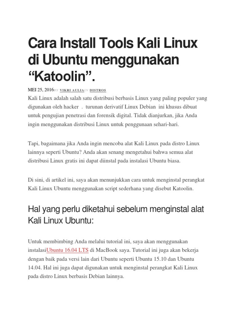 Cara Install Tools Kali Linux Di Ubuntu | PDF