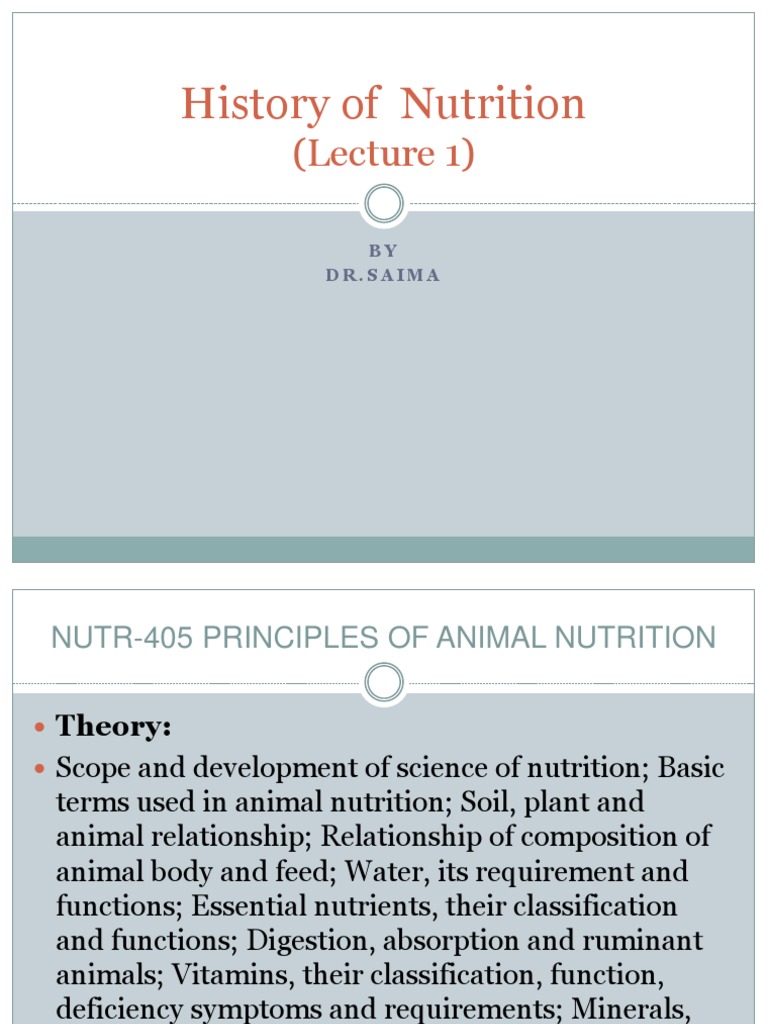 History of Nutrition | PDF | Animal Nutrition | Nutrition