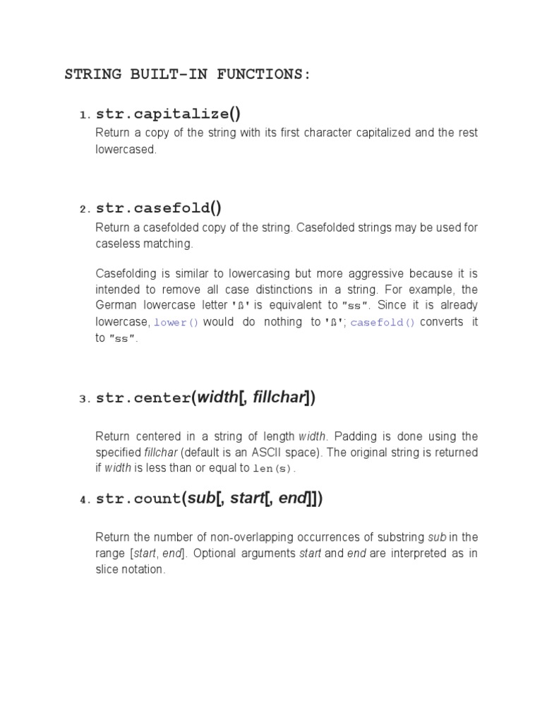 String Built in Functions | PDF | String (Computer Science) | Letter Case