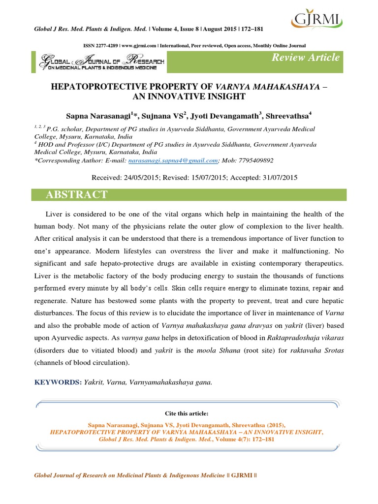 Varna Mahakasaya Hepatoprot | PDF | Ayurveda | Liver