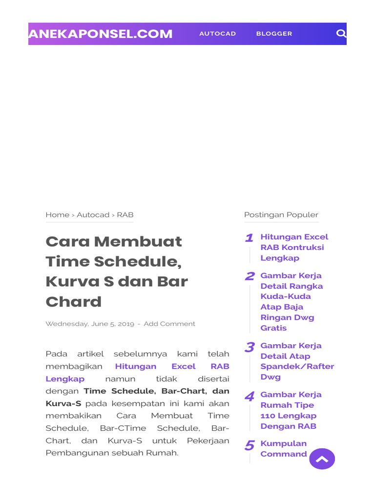 Cara Membuat Time Schedule Kurva S Dan Barchard - HTML | PDF