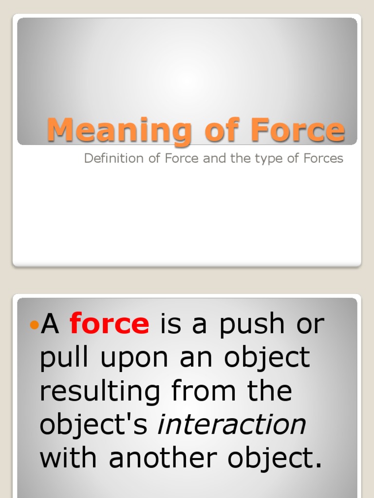 Meaning of Force: Definition of Force and The Type of Forces | Download ...