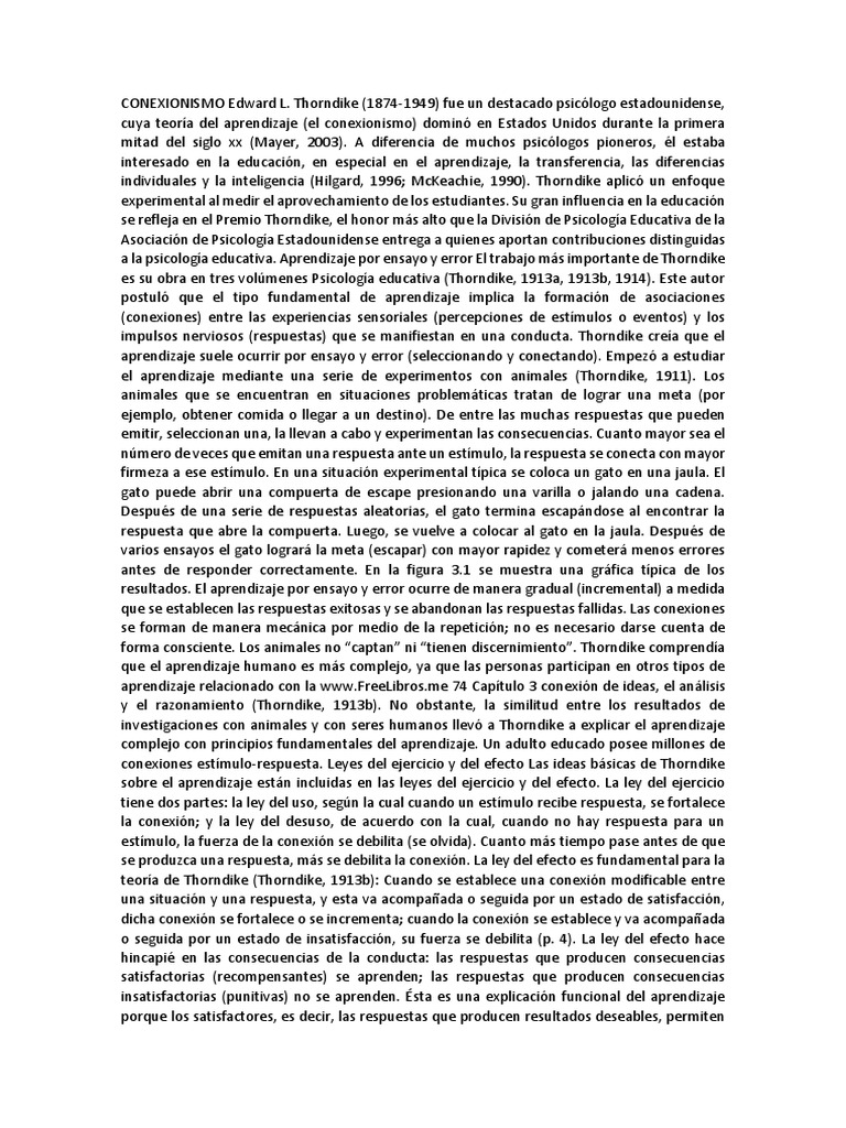 Thorndike | PDF | Psicología Educacional | Aprendizaje