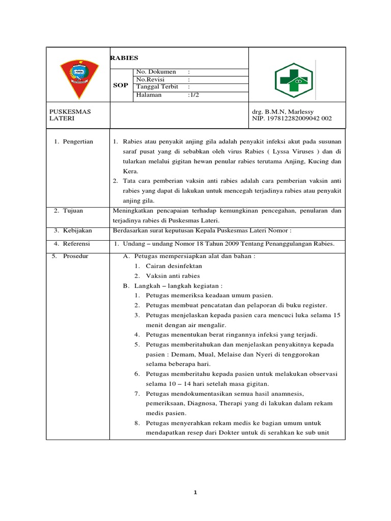 Sop Rabies | PDF