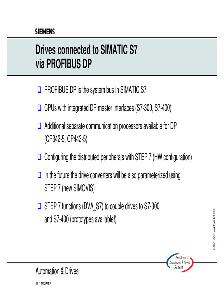 Drives Connected To SIMATIC S7 Via Profibus DP: A&Dmcpm2 | PDF ...