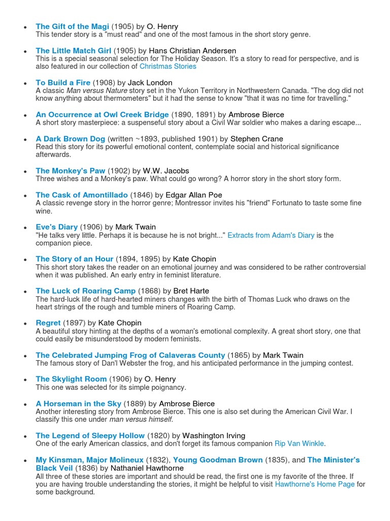 Classic Short Stories Collection | PDF | Short Stories