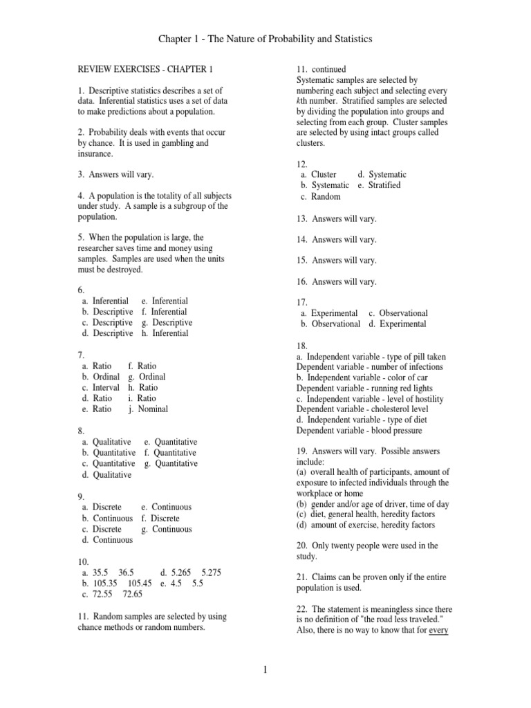 Chapter 1 - The Nature of Probability and Statistics | PDF | Statistics ...