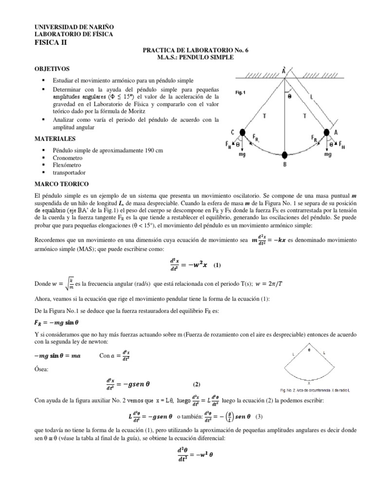 Practica No. 6 Pendulo Simple | PDF | Péndulo | Oscilación