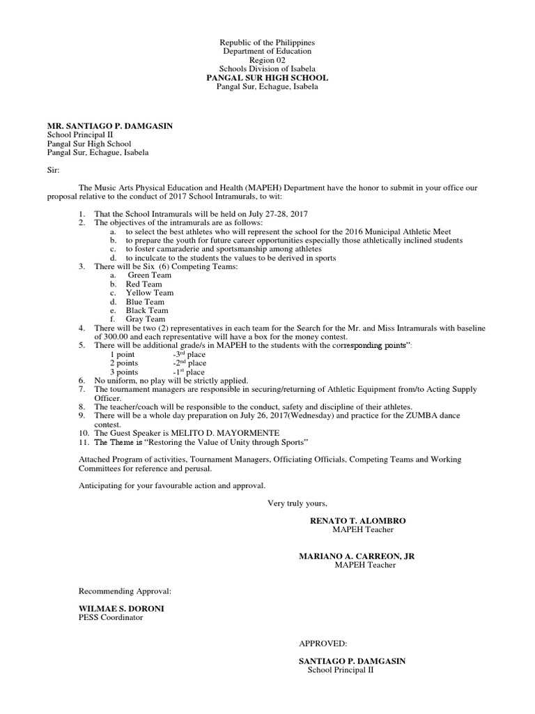 Proposal Intrams | PDF | Referee | Sports