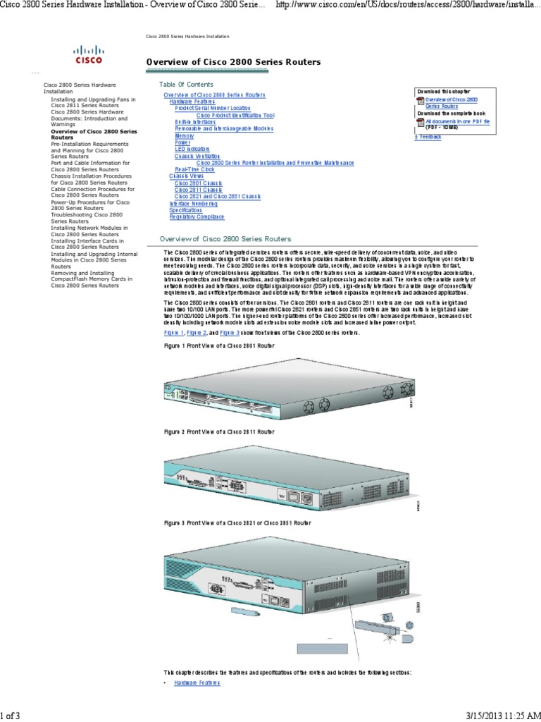 Overview of Cisco 2800 Series Routers | PDF | Cisco Systems | Router ...