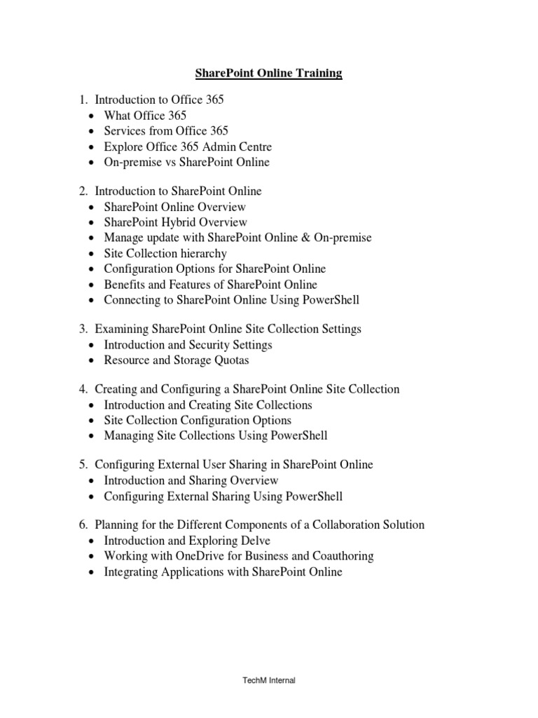 SharePoint Online Training Overview | PDF | Computers