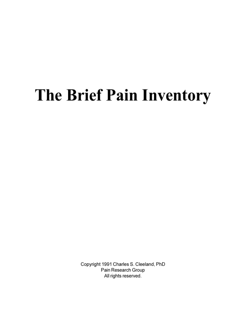 The Brief Pain Inventory: Pain Research Group All Rights Reserved | PDF ...