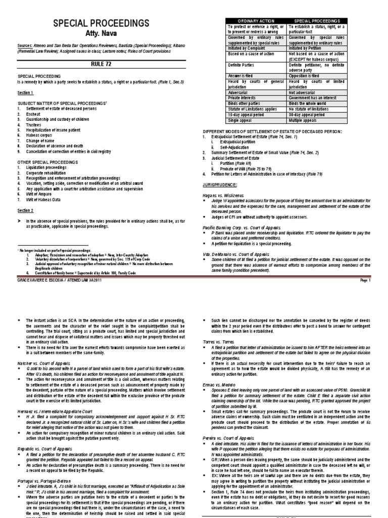 Special Proceedings | Download Free PDF | Probate | Intestacy