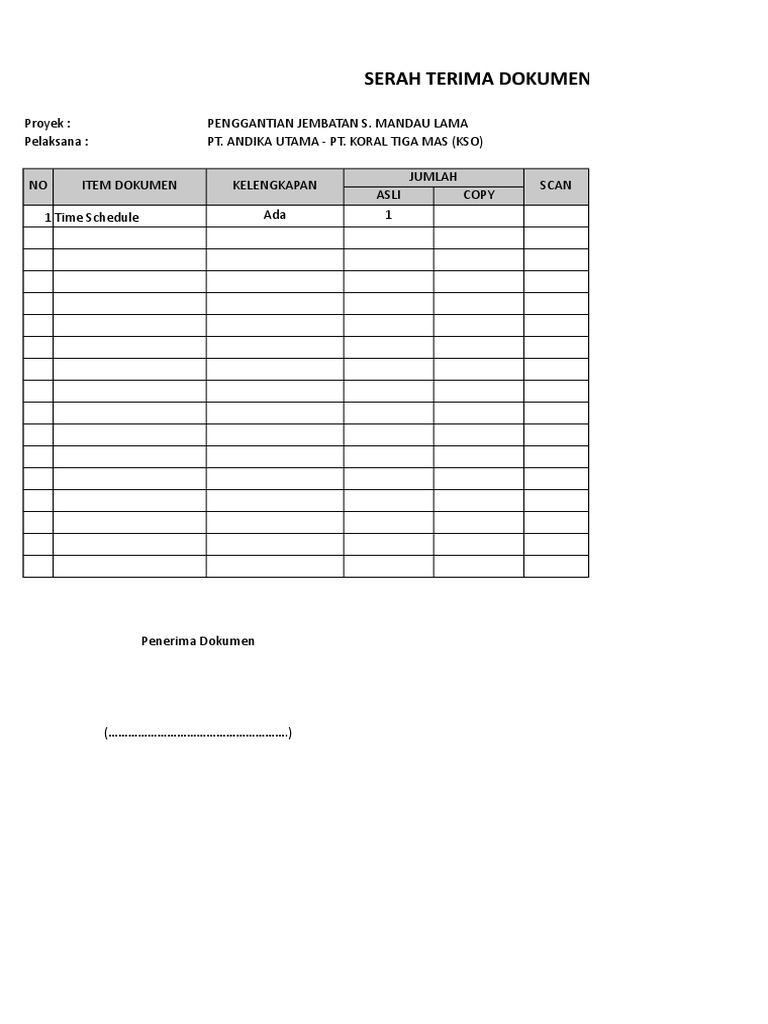 Contoh Form Serah Terima | PDF