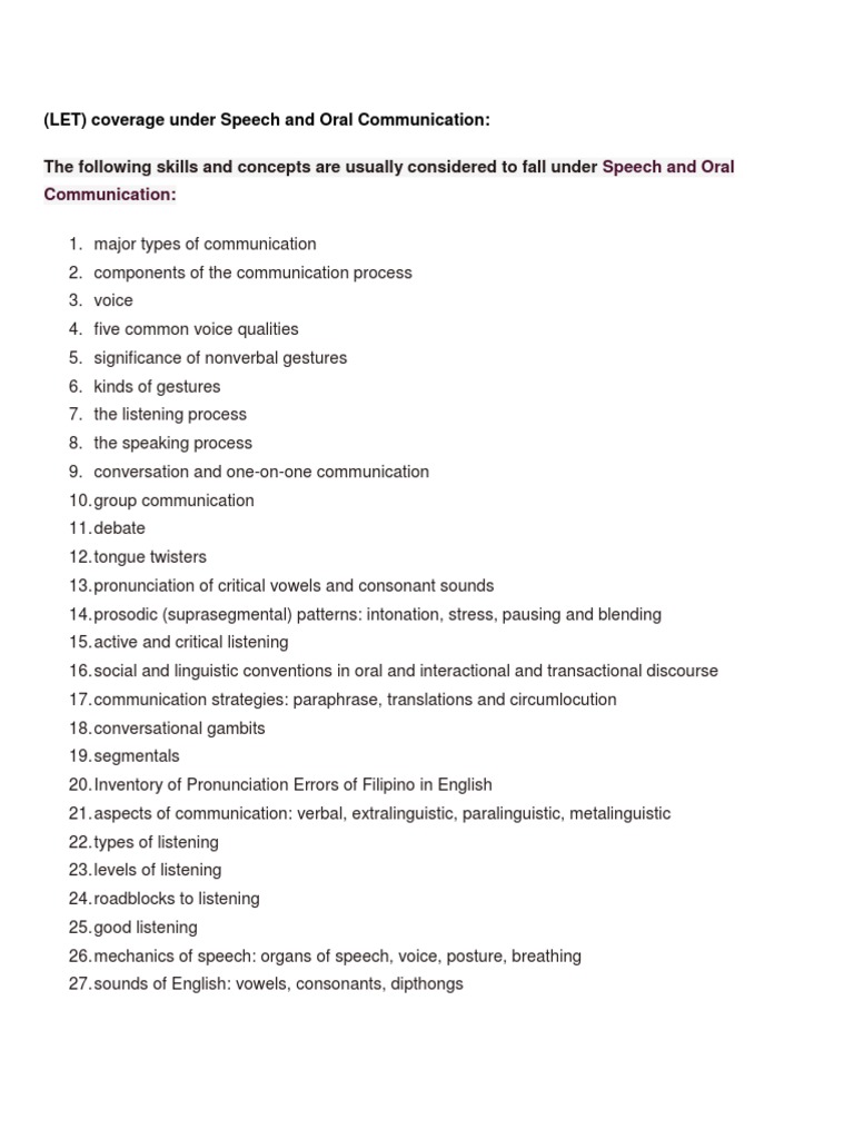 Speech and Oral Communication Skills Guide | PDF | Language Arts ...