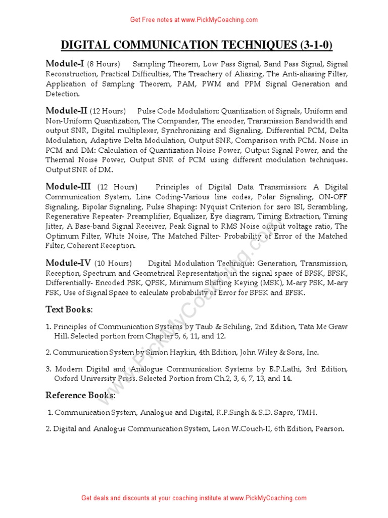 Digital Communications Technique | PDF | Sampling (Signal Processing) | Spectral Density