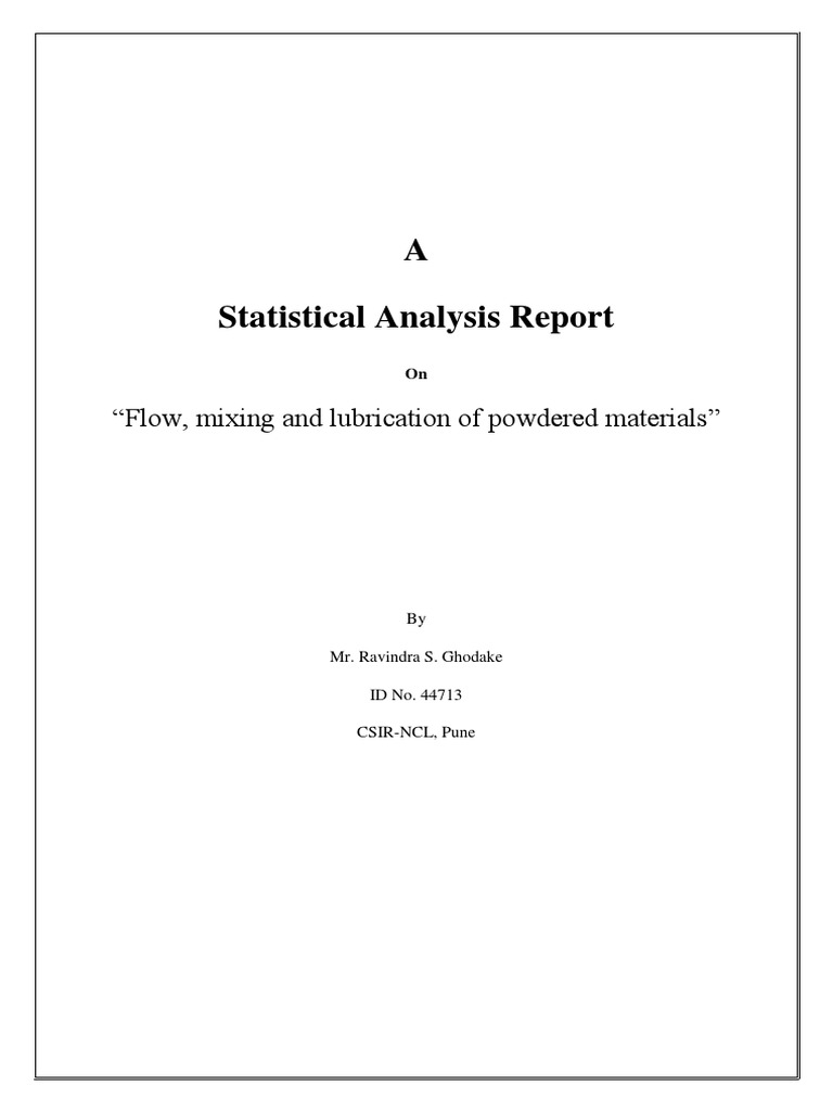 Statistical Analysis Report | PDF | Tablet (Pharmacy) | Analysis Of ...