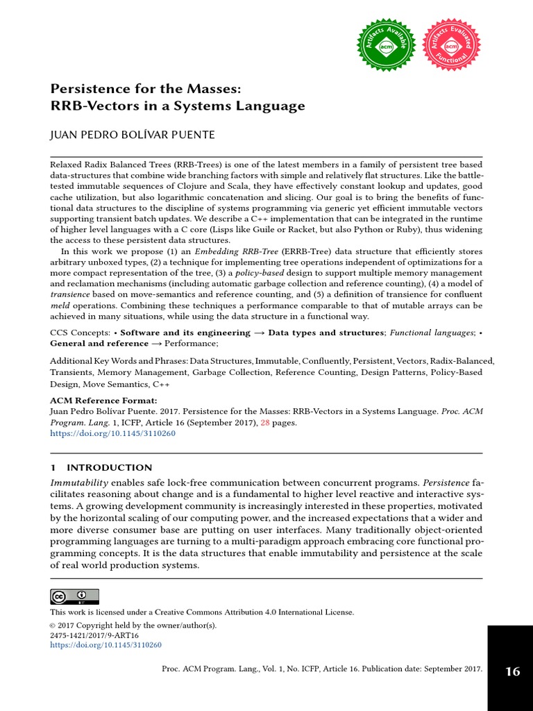 Persistence For The Masses: RRB-Vectors in A Systems Language | PDF ...