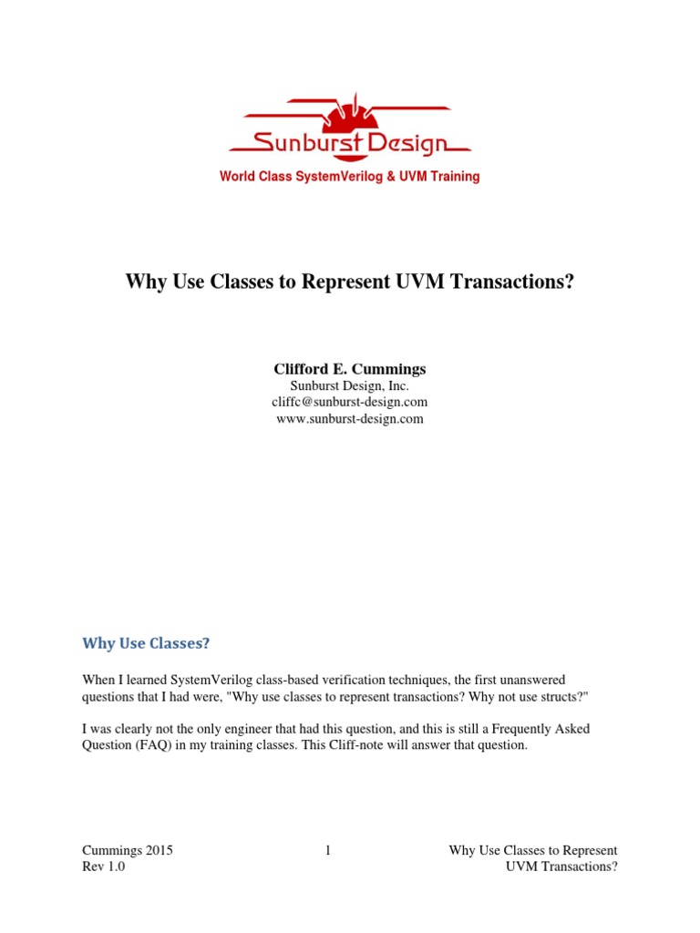 Benefits of Classes in UVM Transactions | PDF | Information Technology ...