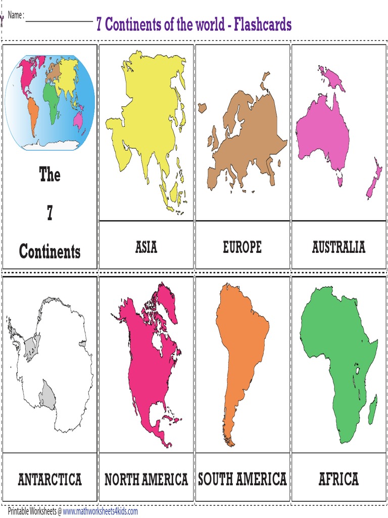 7 Continents Flashcards Printable | PDF | Home & Garden | Art