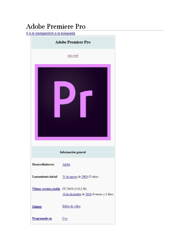 Adobe Premiere Pro | PDF | Software de la aplicacion | Informática