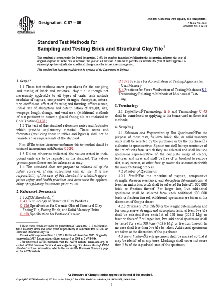 381509838-ASTM-C67-05 | Brick | Plaster