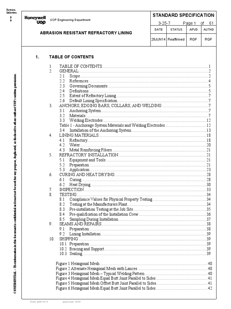 3-25-7 Abrasion Resistant Refractory Lining | PDF | Refractory | Welding