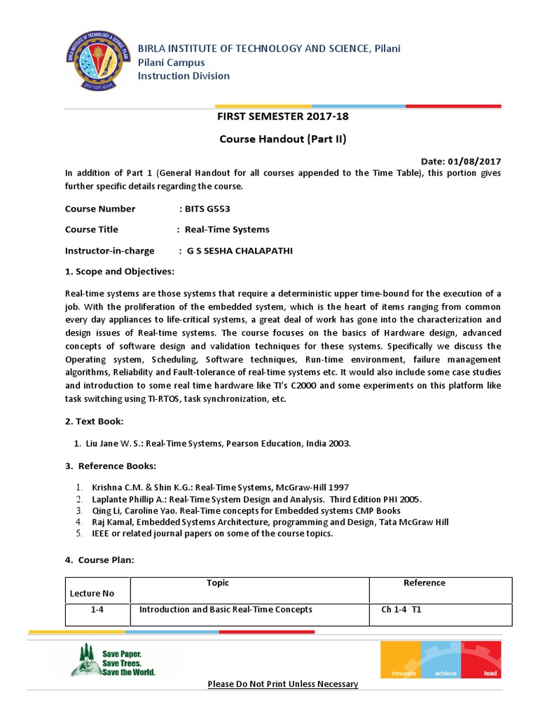 Bits g553 Real Time Systems | PDF | Operating System | Real Time Computing