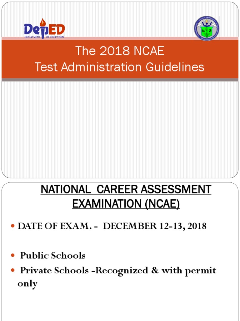2 - 2018 NCAE Guidelines | Download Free PDF | Test (Assessment ...