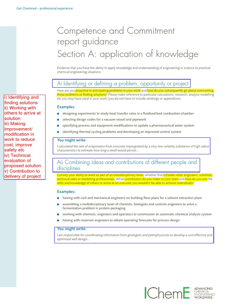 Competence and Commitment Report Guidance Section A: Application of ...
