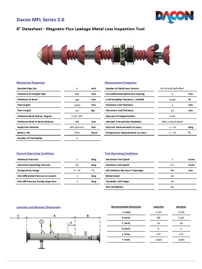 8'' MFL Tool Data Sheet | PDF | Manufactured Goods | Physical Quantities