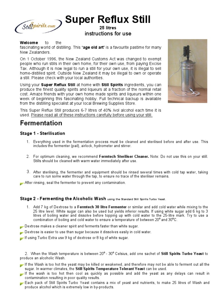 Super Reflux Still Usage Instructions | PDF | Whisky | Rum