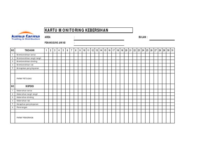 Dokumen - Tips - Form Ceklis Kebersihan PDF | PDF