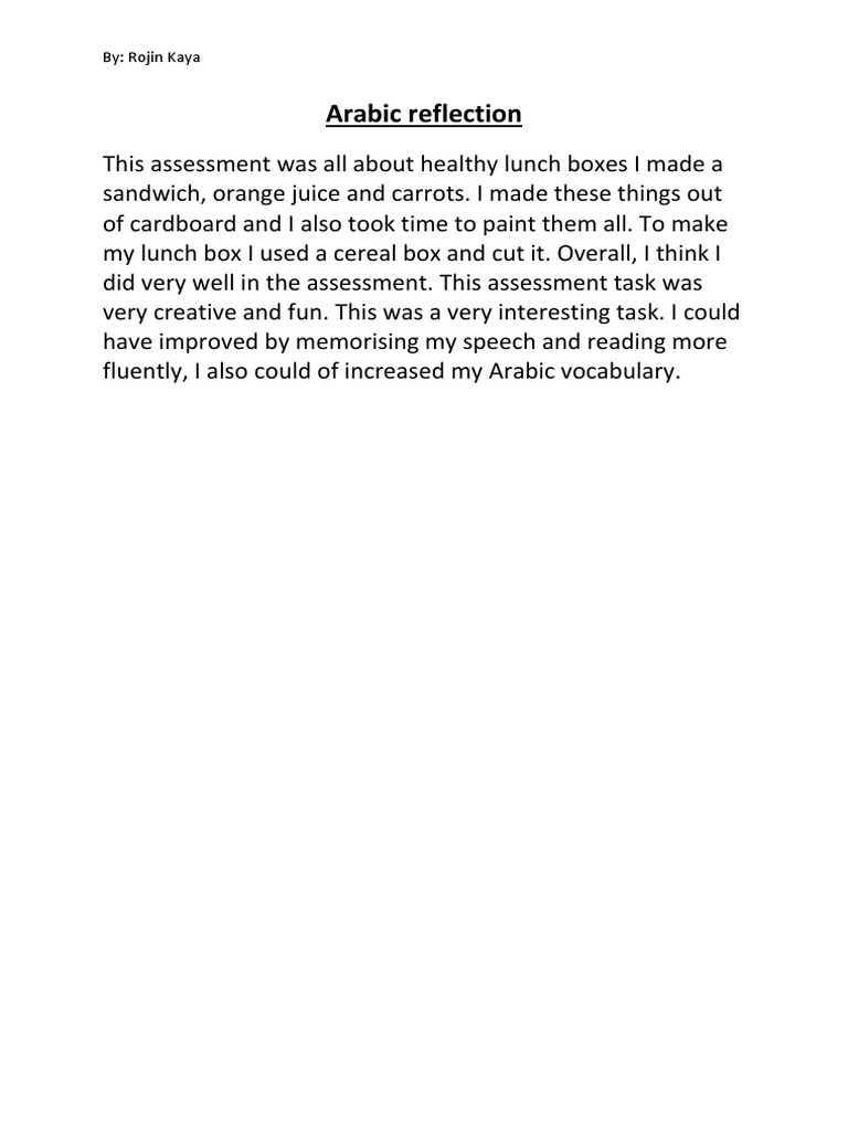 Arabic Reflection Lunch Box Final | PDF | Cooking, Food & Wine