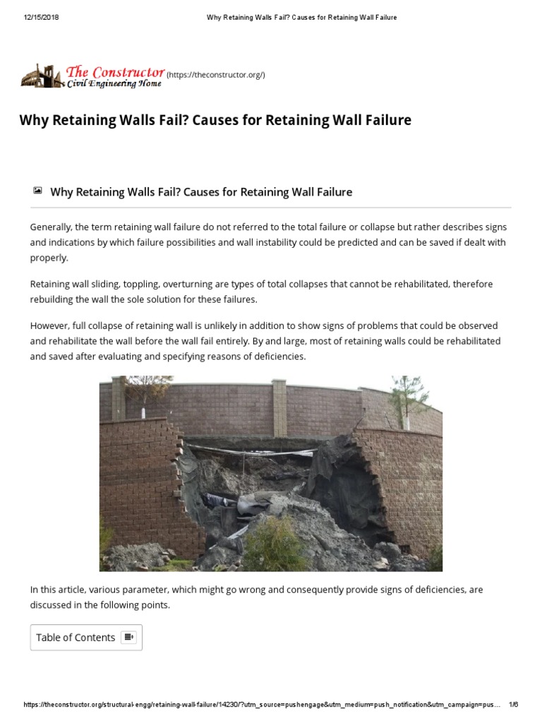 Why Retaining Walls Fail - Causes For Retaining Wall Failure | PDF ...