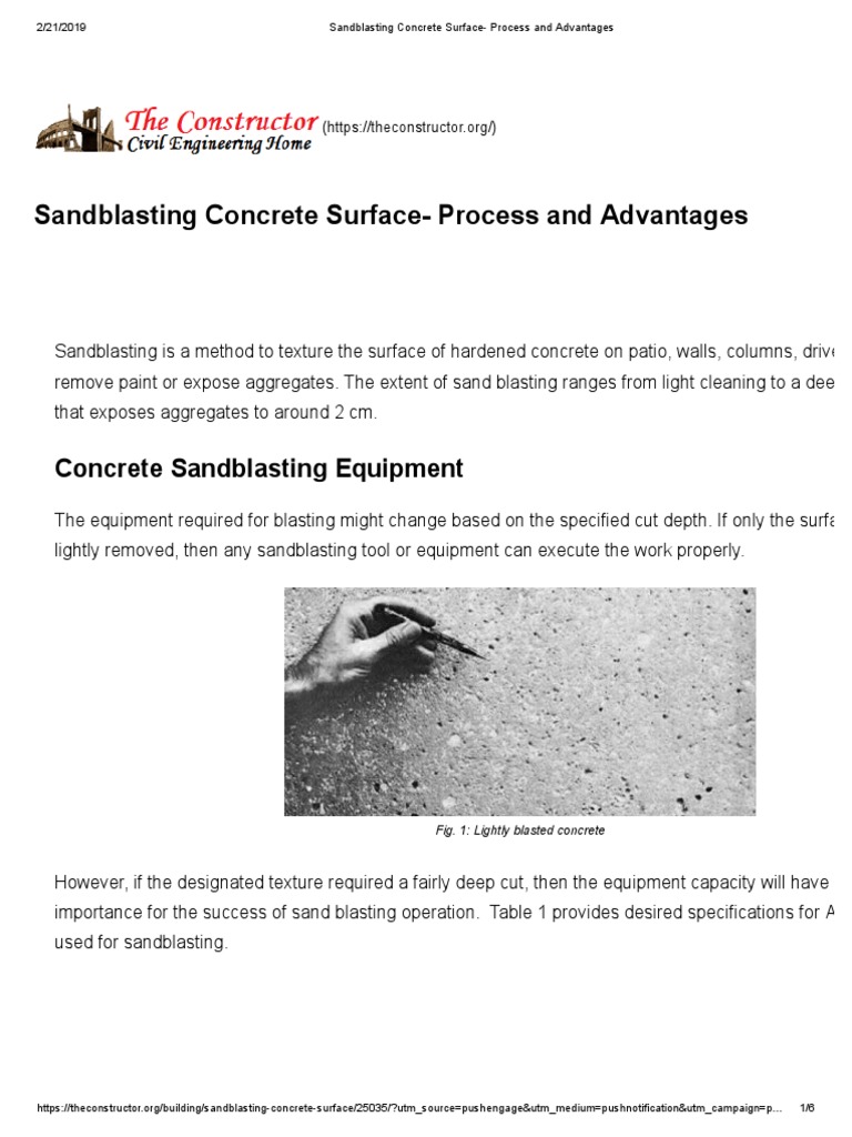 Sandblasting Concrete Surface - Process and Advantages | PDF | Concrete ...