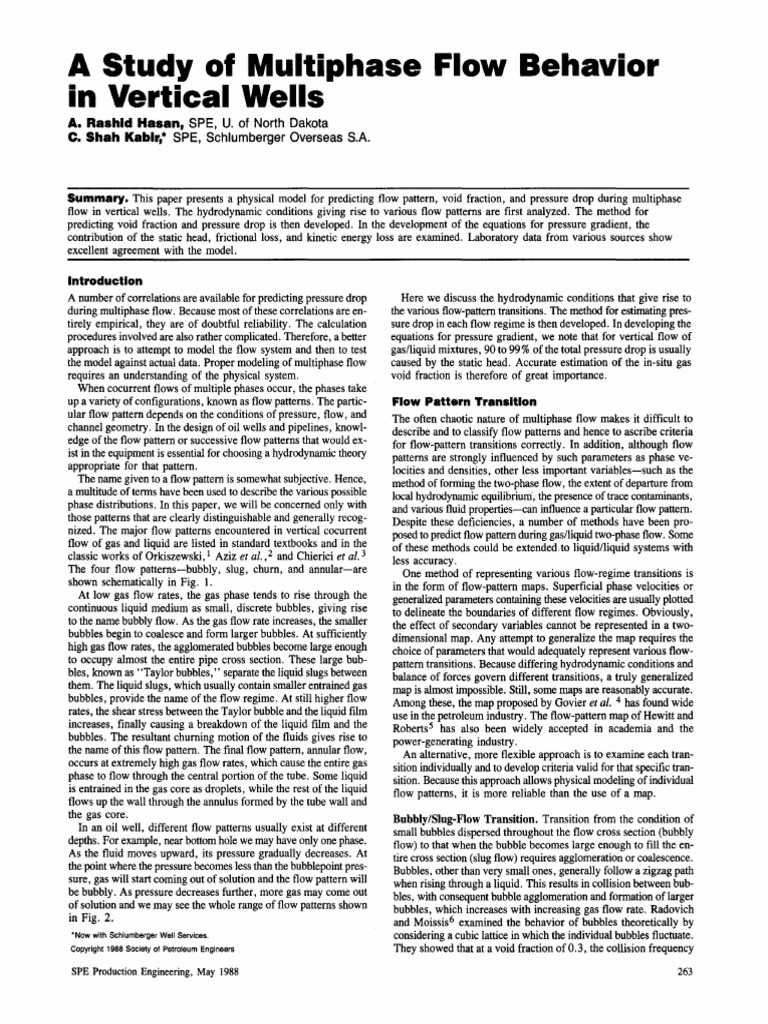 A Study of Multiphase Flow Behavior in Vertical Wells: A. Rashid Hasan ...