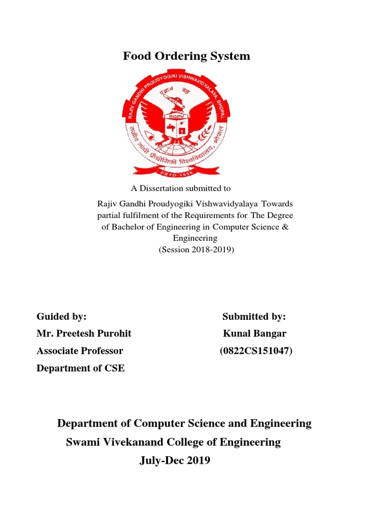 Report of Food Ordering System | PDF | Net Beans | Applications & Software