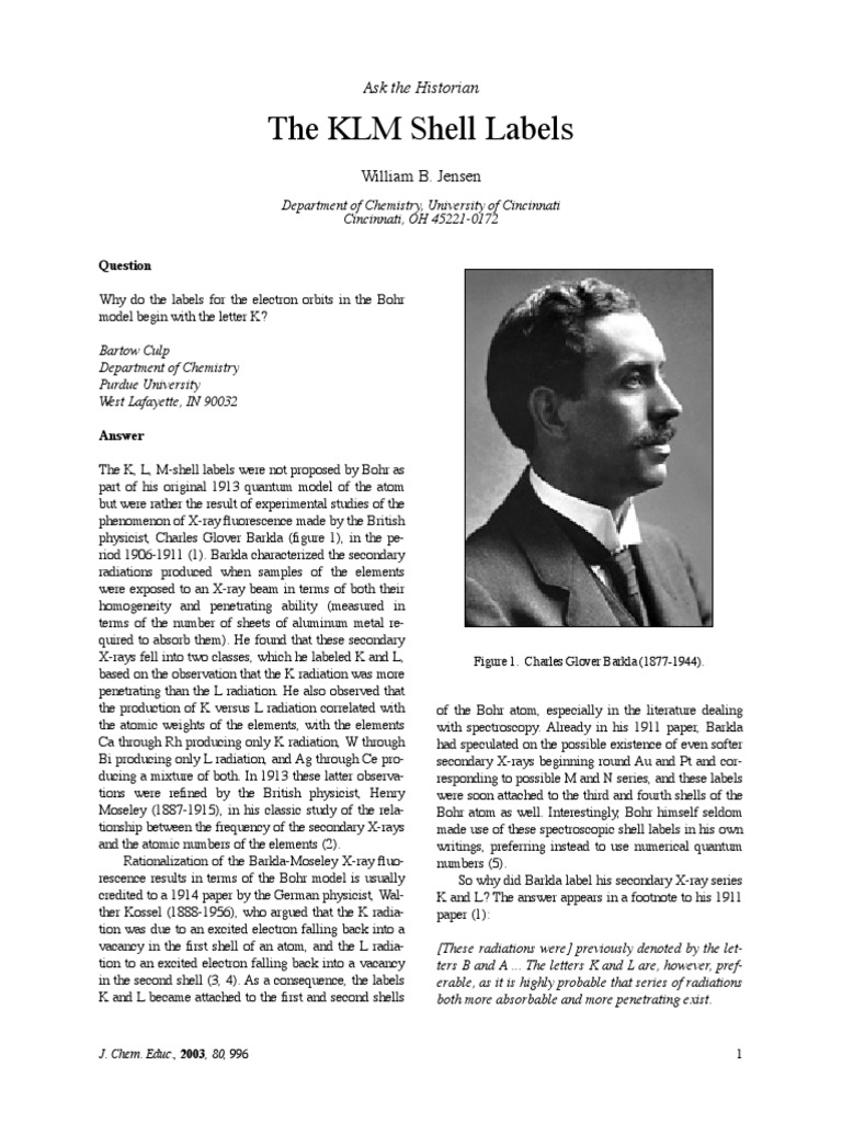 KLM Shells | PDF | X Ray | Electron