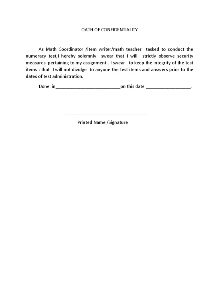 Oath of Confidentiality | PDF