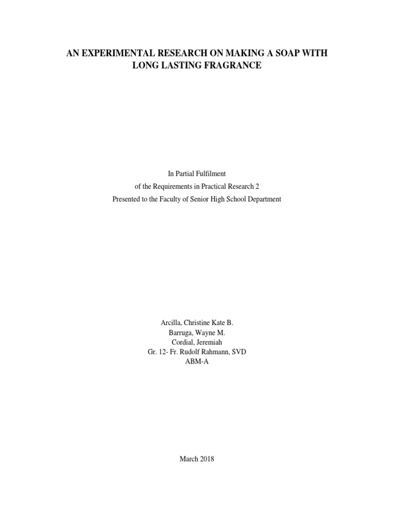 An Experimental Research On Making A Soap With Long Lasting Fragrance ...