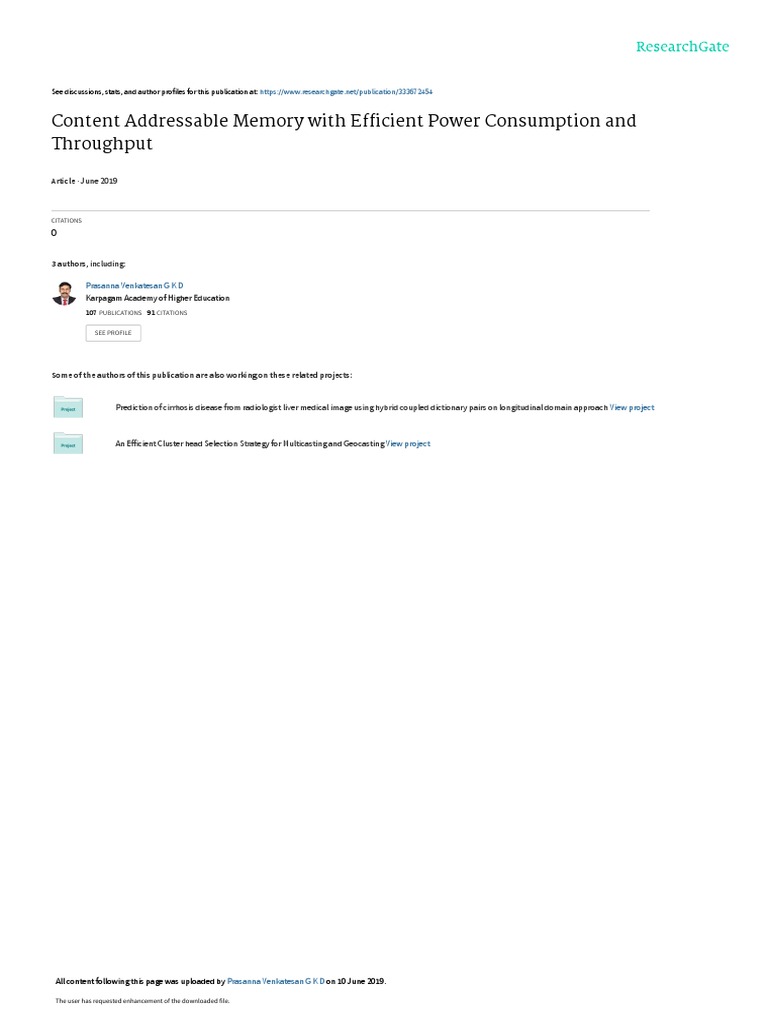 Content Addressable Memory With Efficien PDF | PDF | Asynchronous ...
