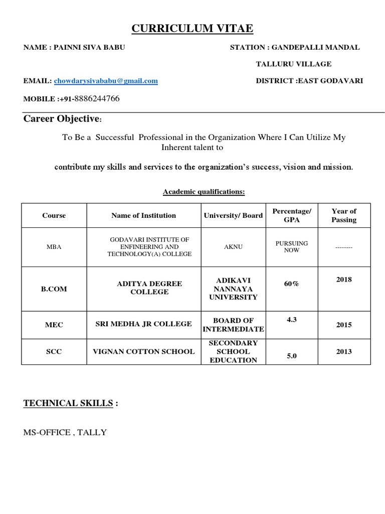 Curriculum Vitae: Career Objective | Download Free PDF | Behavior Modification | Learning