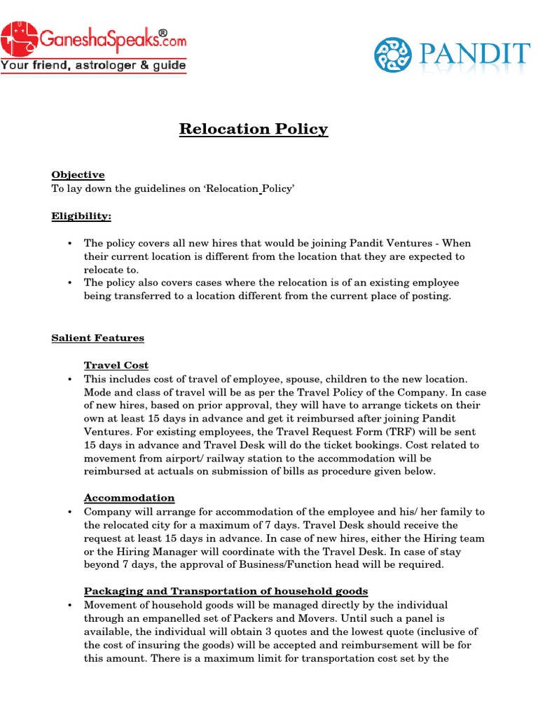 Relocation Policy | PDF