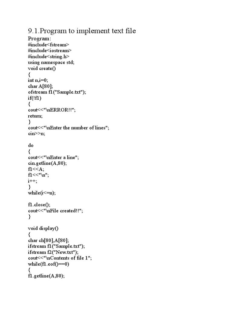 9.1.program To Implement Text File | PDF | Models Of Computation ...